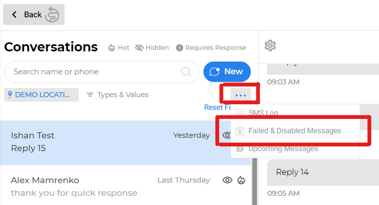 Viewing Failed/Disabled Messages – ClubReady Connect