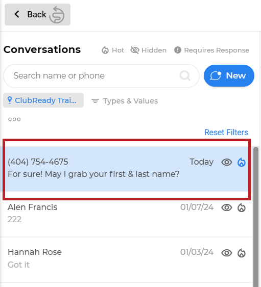 Unknown Number (Adding a New User) – ClubReady Connect Unknown Number (Adding a New User) – ClubReady Connect